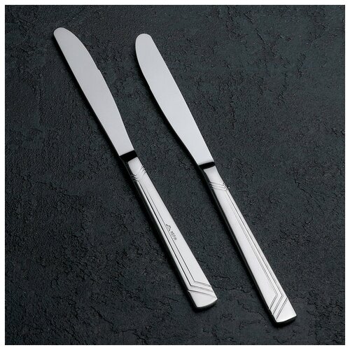 Нож столовый «Аппетит», длина=22 см, толщина=2 мм, цвет серебряный(6 шт.)