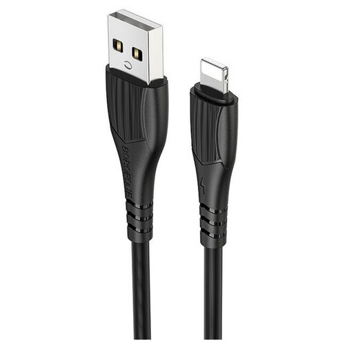 Кабель Borofone BX37, Lightning - USB, 2.4 А, 1 м, PVC оплётка, чёрный