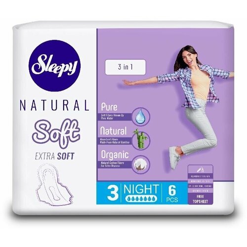 SLEEPY Natural прокладки гигиенические Классик Софт Ночные №3 7 капель 6 штук