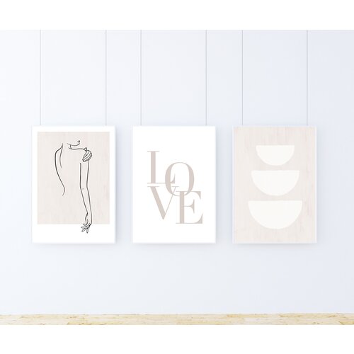 Набор плакатов "Love" 3 шт. / Набор интерьерных постеров формата А2 (40х60 см) без рамы