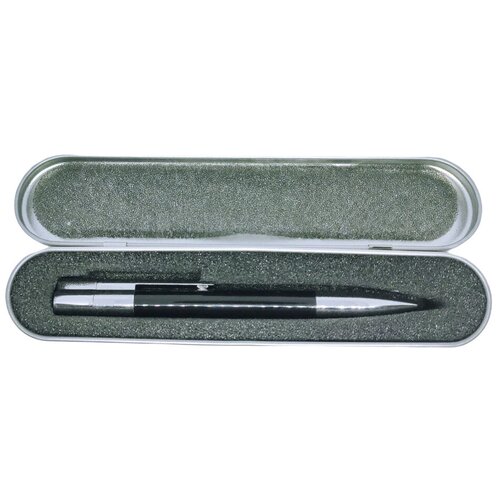Подарочная флешка ручка тонкая черная 8GB в металлическом боксе