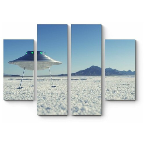 Модульная картина Летающая тарелка в пустыне 100x75
