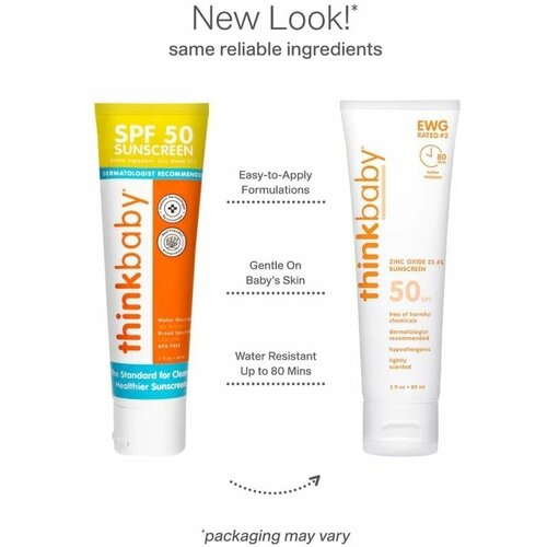 Think, Thinkbaby, солнцезащитный крем с оксидом цинка, SPF 50, легкий аромат, 89 мл