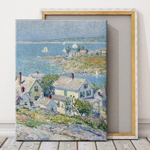 Картина на холсте 40х50 см "Город на берегу моря", Большая картина для интерьера на стену, на подрамнике
