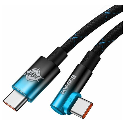 Кабель для быстрой зарядки ноутбука/для игр Baseus MVP 2 Elbow-shaped Fast Charging Data Cable, Type-C to Type-C, 100 Вт, 1 м, Черный+Синий