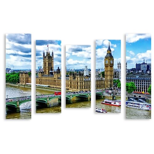 Модульная картина на холсте "Лондон" 120x299 см