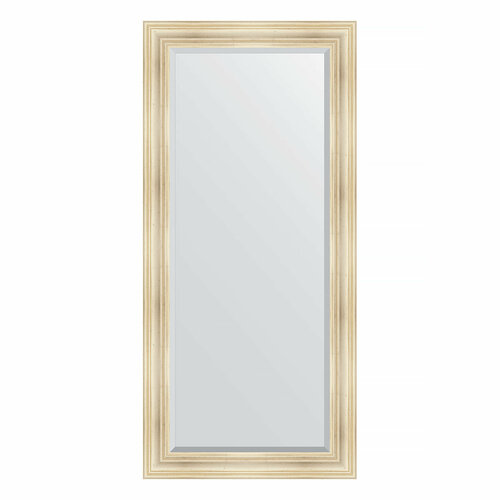 Зеркало настенное с фацетом EVOFORM в багетной раме травленое серебро, 79х169 см, для гостиной, прихожей, кабинета, спальни и ванной комнаты, BY 3601