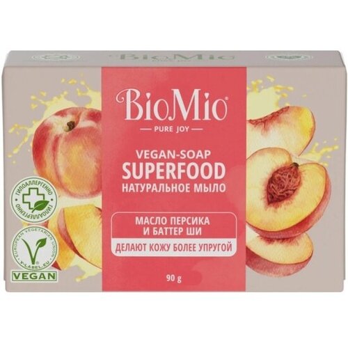 Натуральное мыло Biomio Bio-Soap Superfood Персик и ши, 90 г
