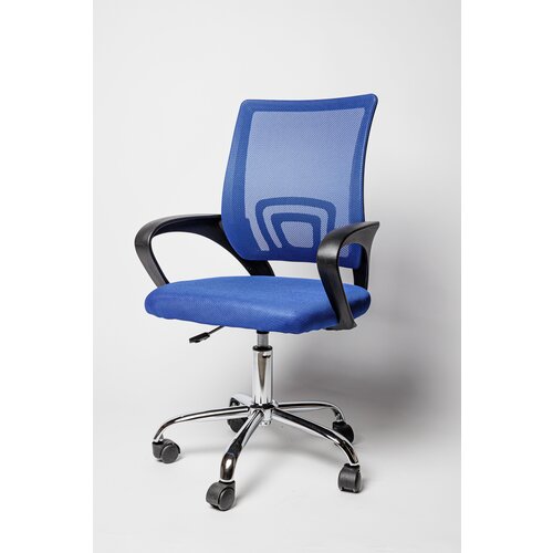 Кресло офисное на колесах BN-7166 Хром черный/синий