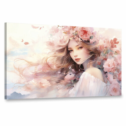 Интерьерная картина 100х60 "Девушка в цветах"