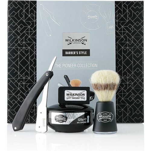 Wilkinson Sword / SCHICK BARBER'S STYLE Pioneer Collection / Опасная бритва ( шаветка) с 5 лезвиями + мыло + помазок, Германия