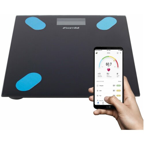 Весы smart напольные электронные Kamille KM-7111 , умные весы, для похудения, с памятью, с расчетом жировой ткани