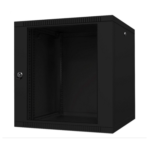 Телекоммуникационный серверный шкаф 19 дюймов настенный 12u 600х600 черный дверь стекло, Alvm-b12.600b