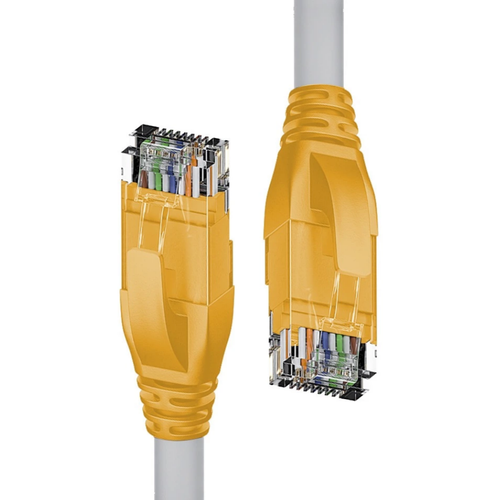 Патч-корд прямой 4PH 0.5m UTP кат.5e, серый, желтые коннекторы, 24 AWG, литой (4PH-R90022)