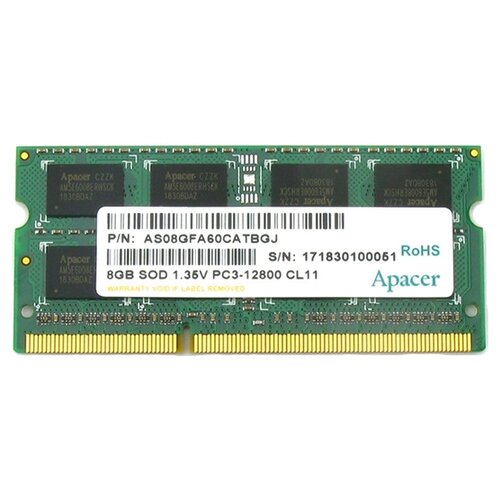 Оперативная память Apacer 8 ГБ DDR3L 1600 МГц SODIMM CL11 AS08GFA60CATBGJ
