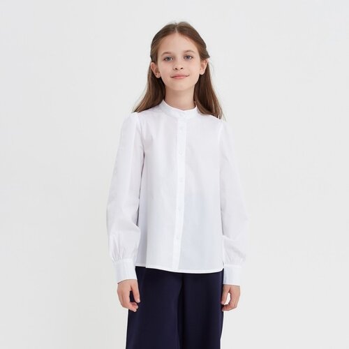 Школьная блуза Minaku, размер 134, белый, мультиколор