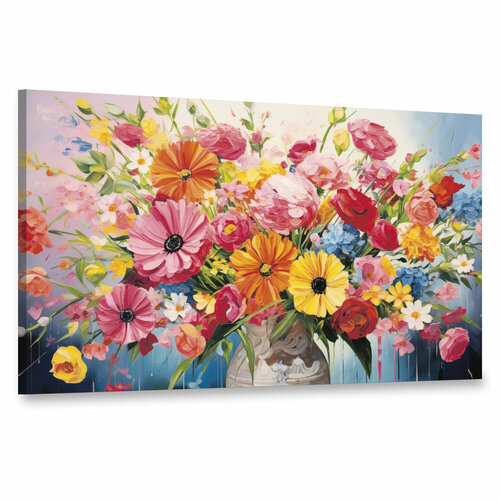 Интерьерная картина 100х60 "Букет весны в ярких красках"