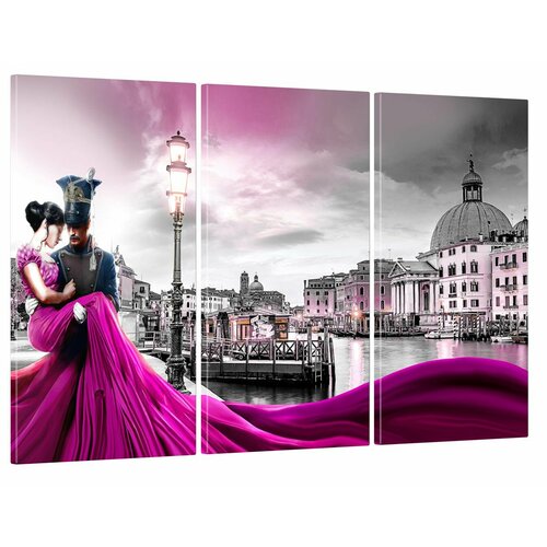Модульная картина для интерьера на стену / Романтика / "Романтическая пара в Венеции" 60x100 см MK30153