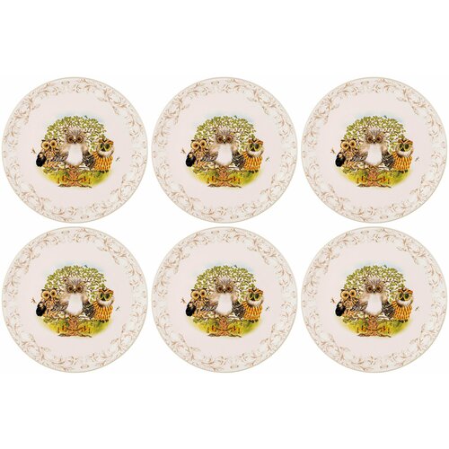 Набор тарелок сервировочных обеденных 26 см на 6 персон Agness Дерево Мудрости, Тонкая керамика (доломит), Столовые Мелкие, Заку набор посуды