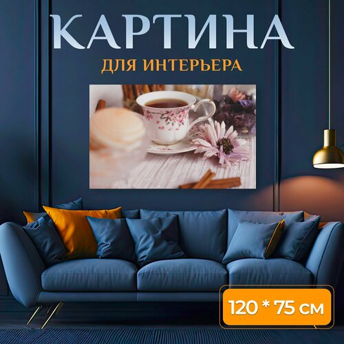 Картина на холсте "Чай, сладкое, утро" на подрамнике 120х75 см. для интерьера