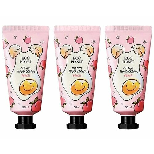 DAENG GI MEO RI Крем для рук Egg Planet OH MY Hand Cream Peach, с ароматом персика, 30 гр, 3 шт