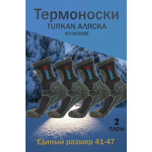 Носки Turkan, 2 пары, размер 41-47, синий, серый, мультиколор