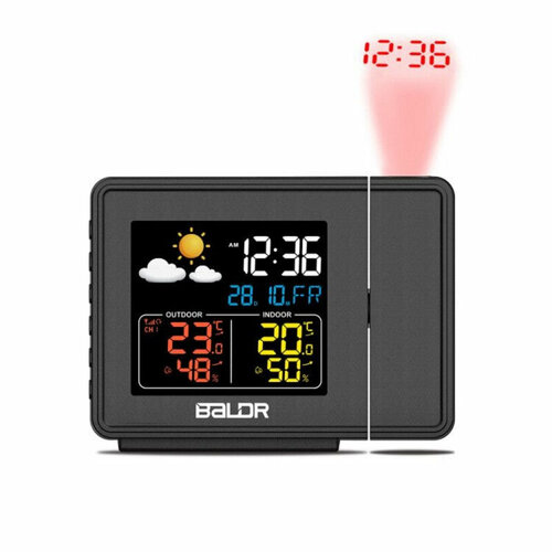 Проекционные часы c внешним датчиком и функцией прогноза погоды BALDR B0367WST2H2R-V1