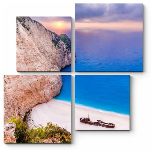 Модульная картина Закат на пляже Греции90x90