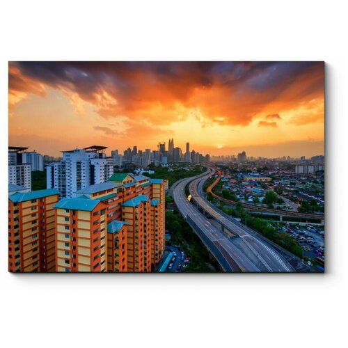 Модульная картина Пылающий закат над Куала-Лумпур 30x20