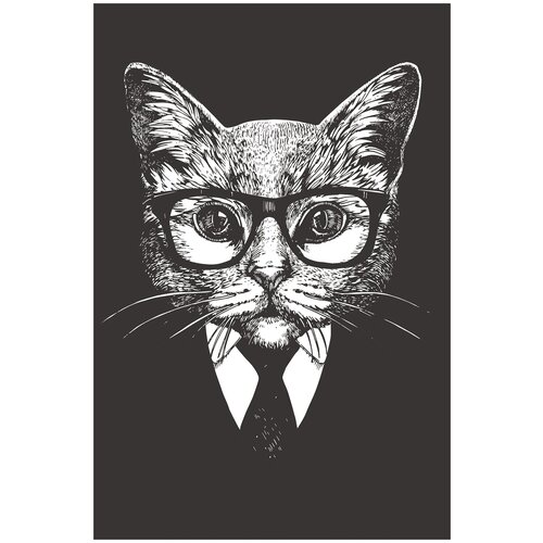 Постер / Плакат / Картина Модный кот в очках 50х70 см в раме