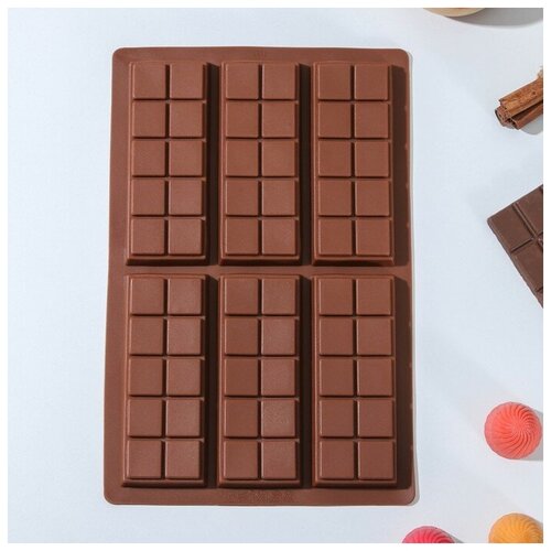 Форма для шоколада силиконовая «Плитка. Мелкие дольки», 26×17×1 см, 6 ячеек, цвет микс