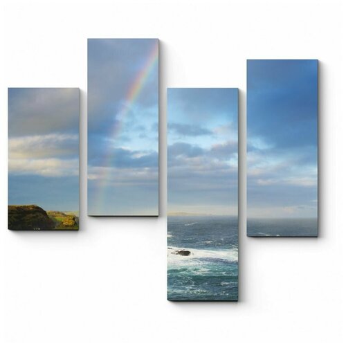 Модульная картина Морской пейзаж с радугой 144x135