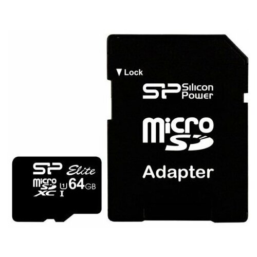 64Gb - Silicon Power MicroSD Class 10 Elite UHS-I SP064GBSTXBU1V10SP с адаптером SD (Оригинальная!)