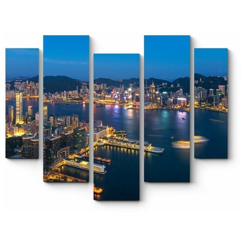 Модульная картина Сияющий ночными огнями Гонконг171x139