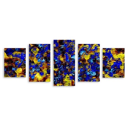 Модульная картина на холсте "Жёлто-синяя абстракция" 150x64 см