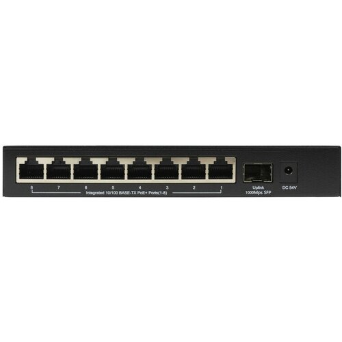 ORIGO OS1209P/80W/A1A Неуправляемый PoE-коммутатор 8x100Base-TX PoE+, 1x1000Base-X SFP, PoE-бюджет 80 Вт, корпус металл