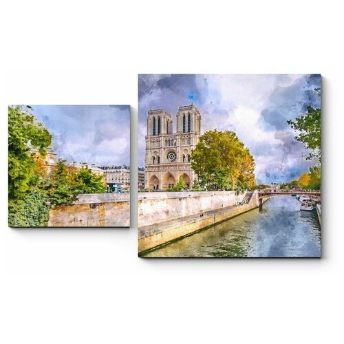 Модульная картина Акварельный Париж130x78