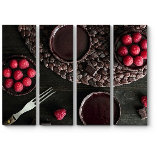 Модульная картина Шоколадный пирог с малиной 60x45