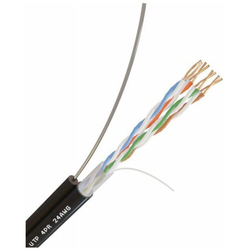 Кабель с одножильным тросом NetLink NL-CU UTP 4PR 24 AWG CAT5e 305м внешний