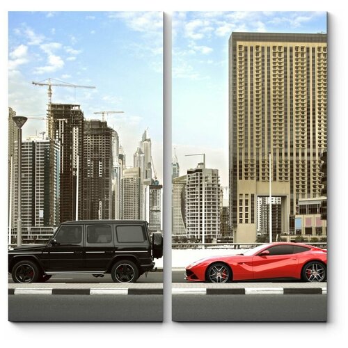 Модульная картина Роскошные автомобили в Дубае40x40