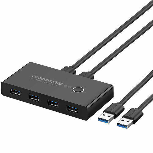 Разветвитель портов UGREEN US216 (30768) 2 In 4 Out USB 3.0 Sharing Switch Box. Цвет: черный