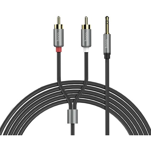 Кабель AUX, Jack 3,5mm(m) - 2xRCA(m) HOCO UPA10, 1.5м, цвет: чёрный