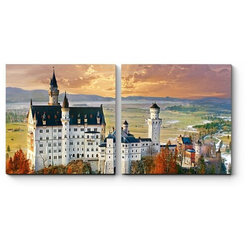 Модульная картина Замок под Мюнхеном90x45