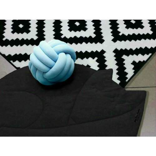Декоративная подушка-узел 30х30 см. Современный интерьерный декор. Диванная подушка в форме шара голубого цвета(0105)