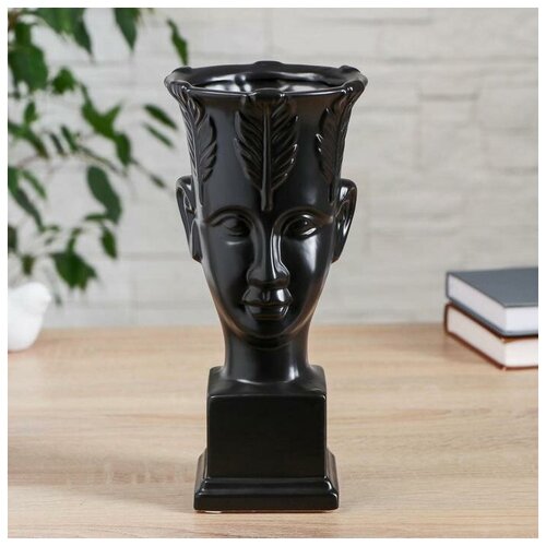 Ваза настольная для декора "Нефертити", цвет чёрный, 12х25 см, вазы для декора