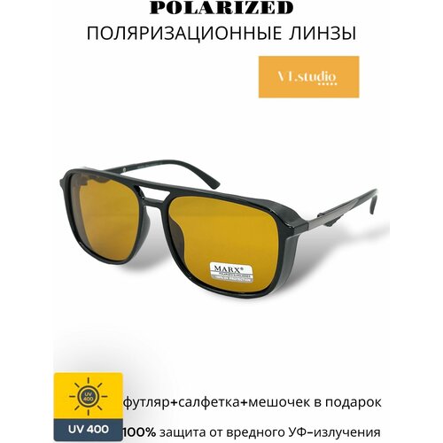 Солнцезащитные очки MARX, черный, коричневый
