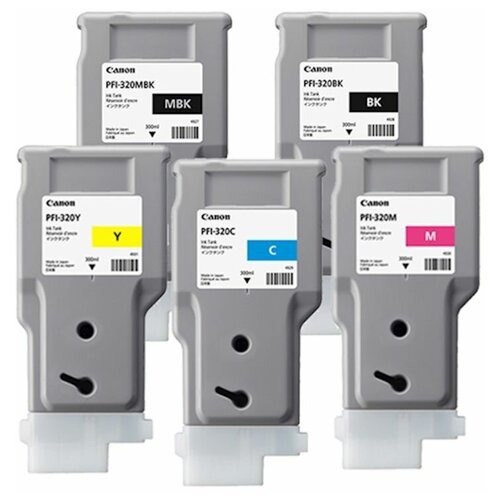 Картридж Canon PFI-320 комплект (MBK, BK, C, M, Y), 5шт x 300мл
