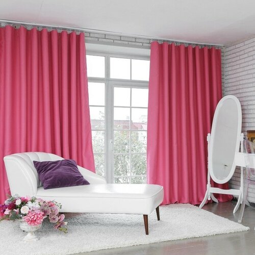 Этель Штора портьерная «Этель» 250×265 см, двусторонний блэкаут, цвет Розовый, пл. 240 г/м², 100% п/э