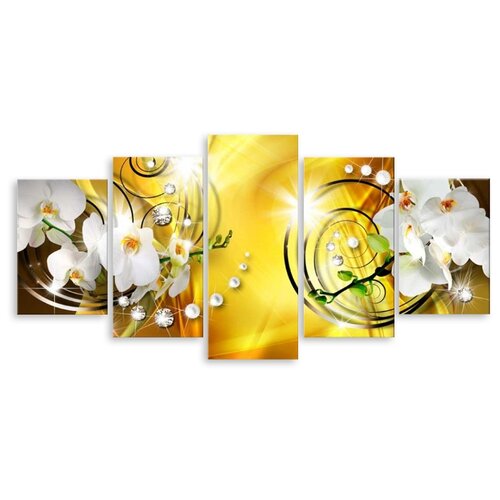 Модульная картина на холсте "Орхидеи под солнцем" 170x84 см