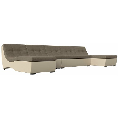 П-образный модульный диван Монреаль Long, темно-коричневый; бежевый